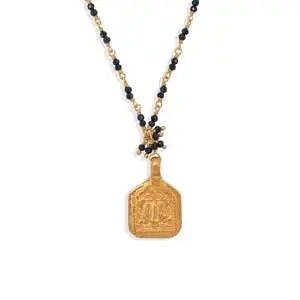 OPIUM JEWELS Vintage Divine Feet Amulet Necklace - Black/gold