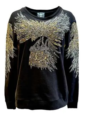 ANY OLD IRON Golden Beady Eagle Hand-beaded Sweatshirt