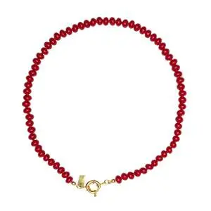 CHRISTINA GREENE Sweet Stone Beaded Knotted Necklace - Red