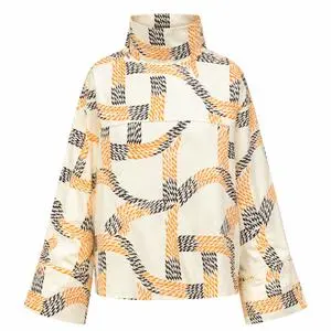FRONT ROW SHOP Printed Reversed Collar Shirt - White