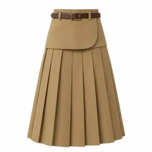FRONT ROW SHOP Double-layered Pleated Gabardine Skirt