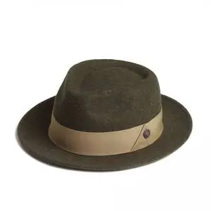 DASMARCA HATS James Moss Milange Felt Wide Brim Wool Felt Fedora Hat - Green