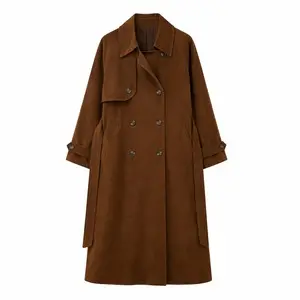 FRONT ROW SHOP Bonnie Suede Trench Coat