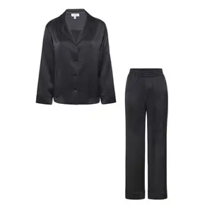 KATRO Colony Silk Satin Pajamas - Black