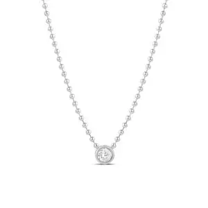 SHYMI Bezel Round Pendant Ball Chain - Silver