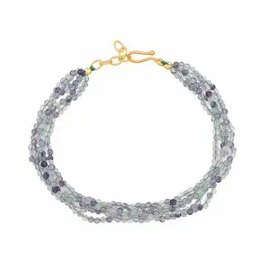 OPIUM JEWELS Blue / Gold Fluorite Multi-strand Thread Bracelet - Blue/gold