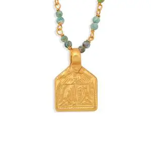 OPIUM JEWELS Divine Feet Amulet Necklace - Green/gold