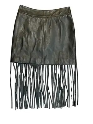ANY OLD IRON Leather Fringey Skirt