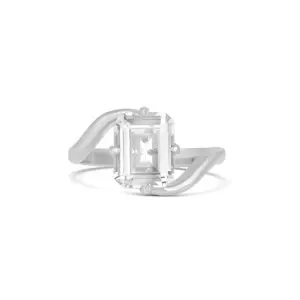SHYMI Floating Emerald Shape Cocktail Ring - Silver