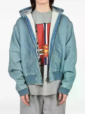 Vetements Hooded Washed Denim Jacket - Blue