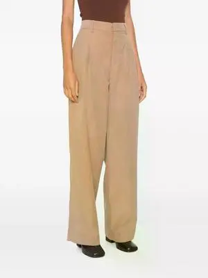 WHITE SAND Pleated Wide-leg Trousers