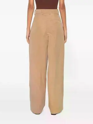 WHITE SAND Pleated Wide-leg Trousers