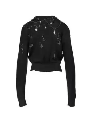 R13 Safety-pin Embellished Crew-neck Sweater