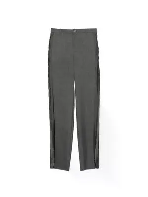 SONIA CARRASCO Frayed Side-stripe Straight-leg Trousers - Grey