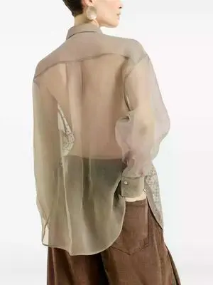 Brunello Cucinelli Sequin-embroidered Check Silk Shirt