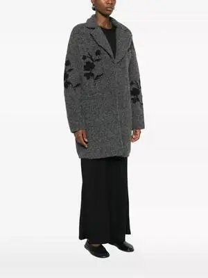 SEMICOUTURE Floral-intarsia Notched-lapels Coat