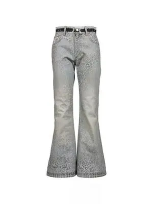 Andersson Bell Leopard-print Faded Jeans - Blue