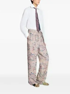 Dries Van Noten Belted Jacquard Pants