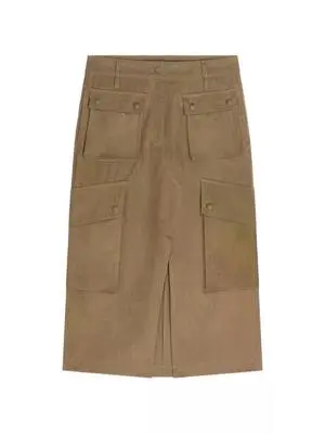 Dries Van Noten Cotton Poplin Cargo Skirt - Neutrals