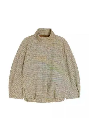 Dries Van Noten Checked Wool Cotton Blend Bomber Jacket