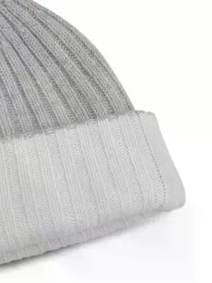 Fedeli Two-tone Ribbed-knit Beanie Hat