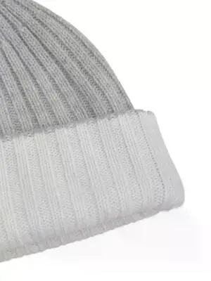 Fedeli Two-tone Ribbed-knit Beanie Hat - Grey