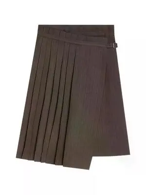 Dries Van Noten Pleated Viscose Skirt - Brown