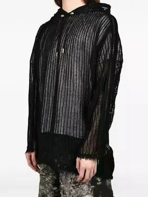 THUG CLUB Mesh-knit Distressed Hoodie