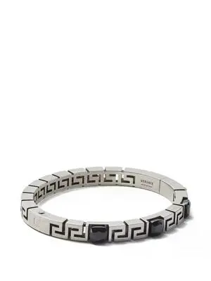 Versace Greca Crystal-embellished Bracelet - Silver