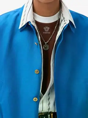 Versace Logo Tag Necklace - Silver