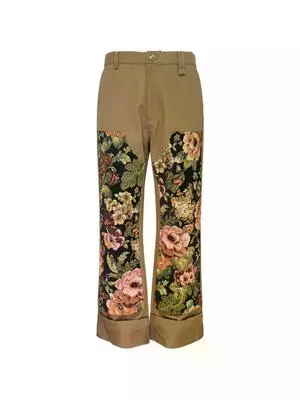 Simone Rocha Patchwork Floral-tapestry Trousers - Brown