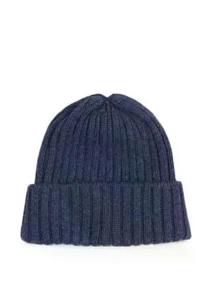 Fedeli Ribbed Cashmere Beanie Hat - Blue