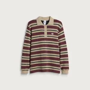 Adidas Striped Polo Knit Jumper - Shadow Red