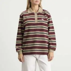 Adidas Striped Polo Knit Jumper - Shadow Red