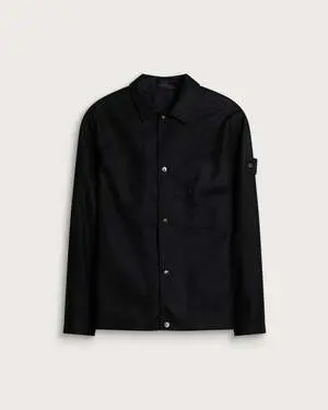 Stone Island Ghost Wool Nylon Flannel Overshirt In | Size: | Nylon/wool | End Clothing - Black
