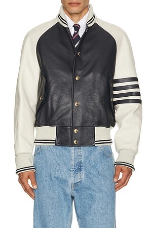 Thom Browne Oversized Raglan Sleeve Leather Jacket