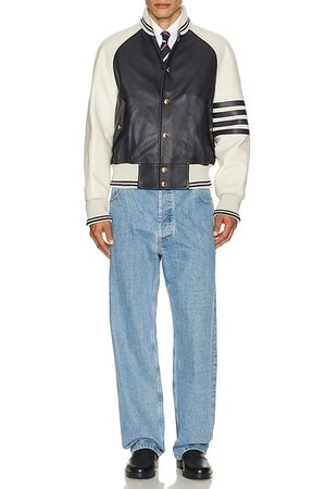 Thom Browne Oversized Raglan Sleeve Leather Jacket