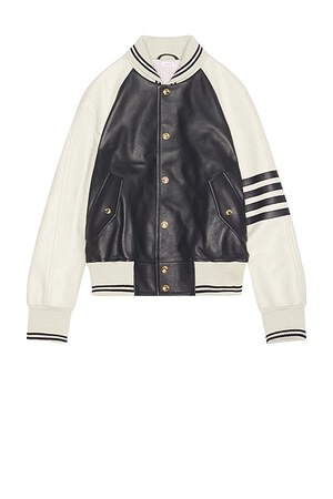 Thom Browne Oversized Raglan Sleeve Leather Jacket