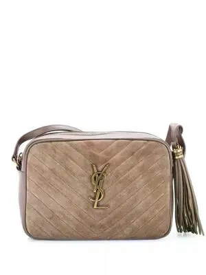 Saint Laurent Lou Camera Bag Matelasse Chevron Suede Small Crossbody Bag - Neutrals