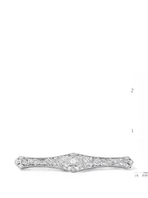 LB EXCLUSIVE Platinum 14k Yellow Gold Round-cut Diamond Filigree Brooch