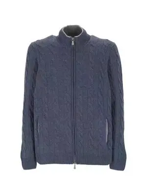 GRAN SASSO Cable-knit Zip-up Cardigan - Blue