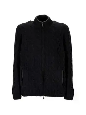 GRAN SASSO Cable-knit Zip-up Cardigan - Black