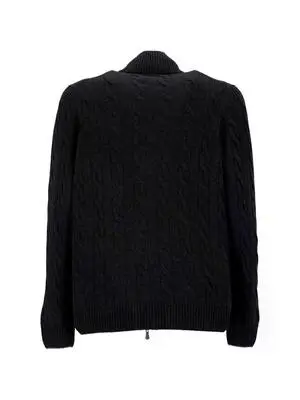 GRAN SASSO Cable-knit Zip-up Cardigan - Black