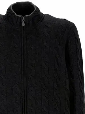 GRAN SASSO Cable-knit Zip-up Cardigan - Black