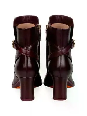 Santoni Buckle-strap Leather Ankle Boots