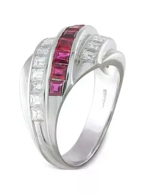 LB EXCLUSIVE Ruby And Diamond Crossover Ring