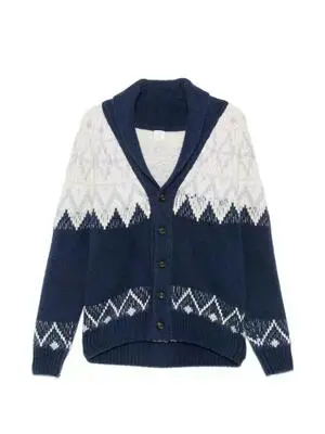 Eleventy Fair Isle-knit Shawl-collar Cardigan