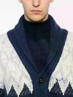 Eleventy Fair Isle-knit Shawl-collar Cardigan