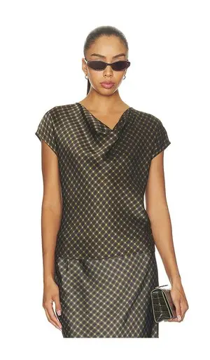 Vince Ombre Plaid On Cowl Neckcap Sleeveless Blouse In . Also - Multi