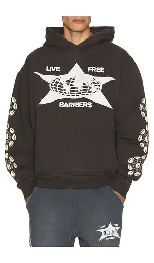 BARRIERS WORLDWIDE Cowrie Shell Hidden Pocket Hoodie - Black